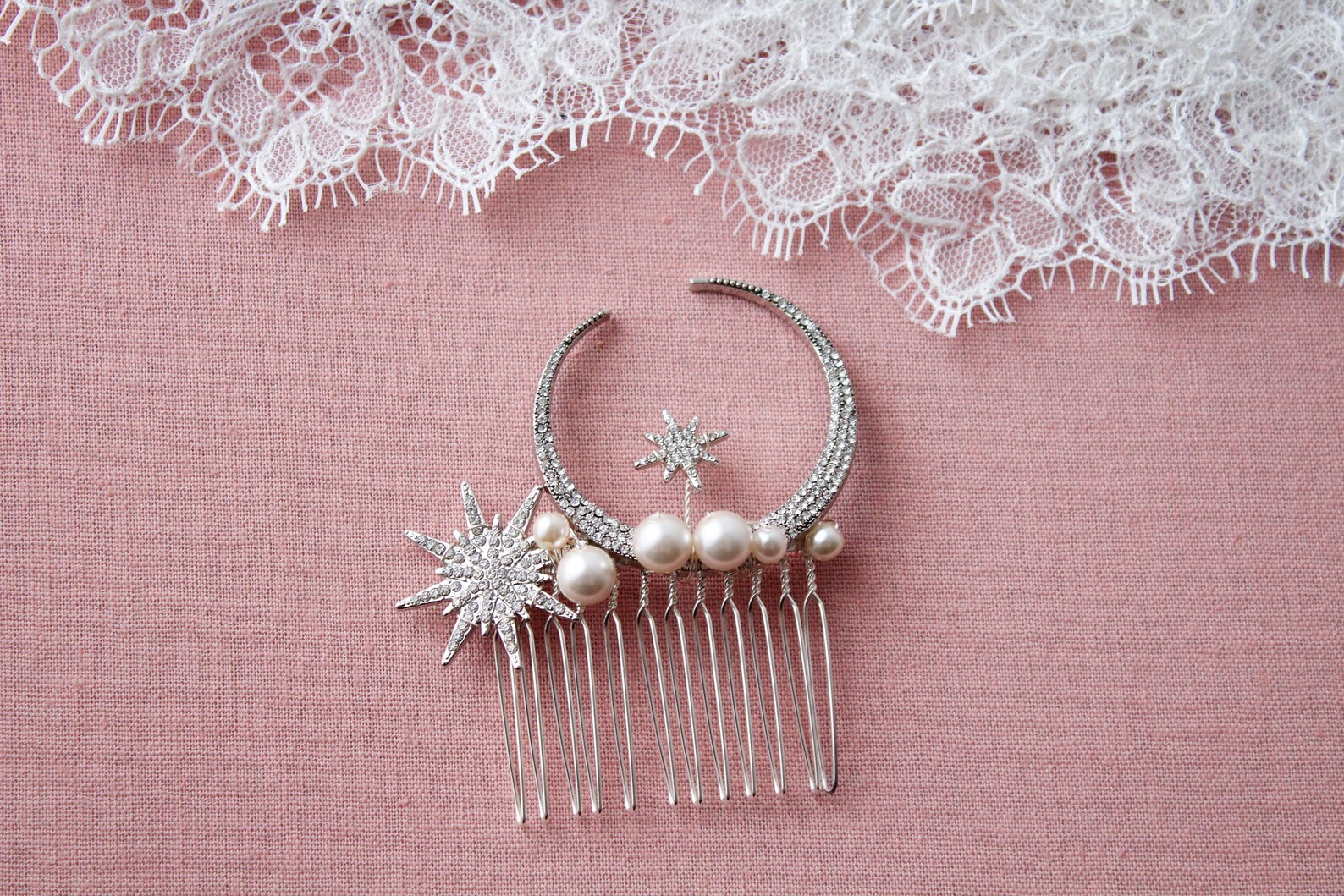 Celestial Star Hair Comb Wedding Hair Comb Star Moon Bridal - Etsy