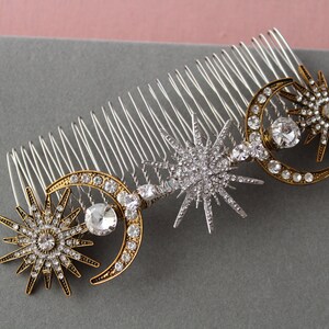 Large Bridal Hair Comb Star Hair Comb Celestial Rhinestone Hair Comb ...
