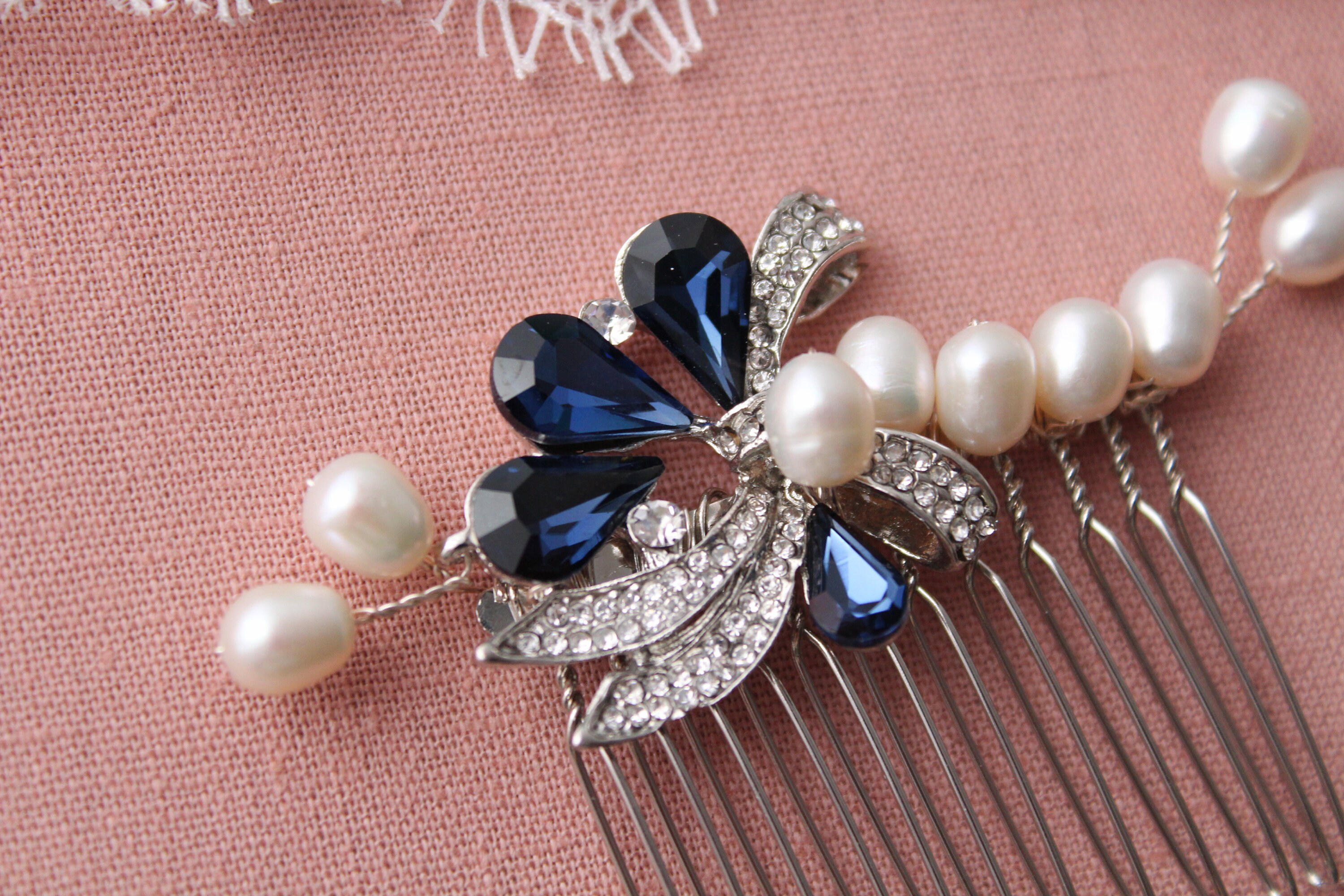 Dainty Blue Hair Comb Bridal Hair Comb Art Deco Hair Comb - Etsy UK