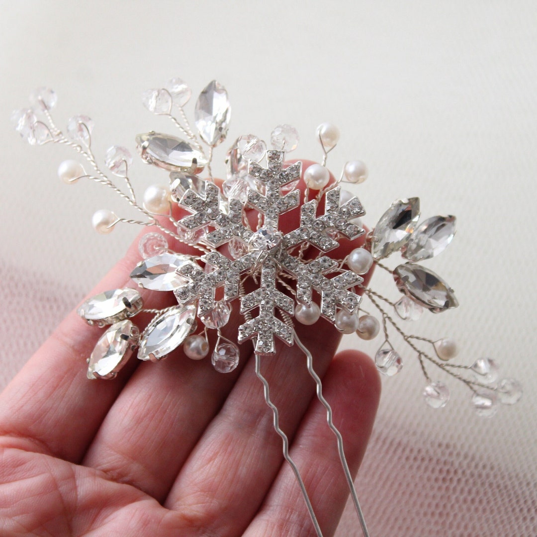 Snowflake Hair Pin, Bridal Hair Vine, Winter Hair Piece, Wedding Hair ...