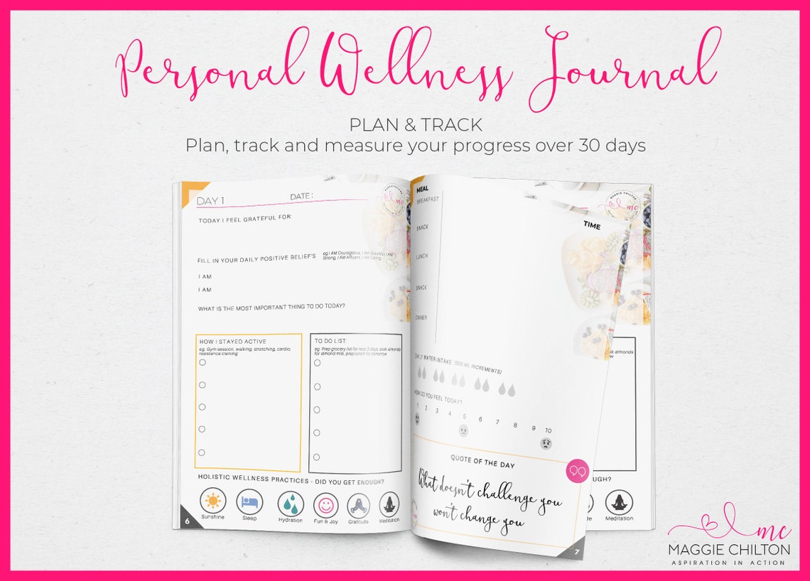 PDF Personal Wellness Journal - Womens Wellness Journal | Tracker ...
