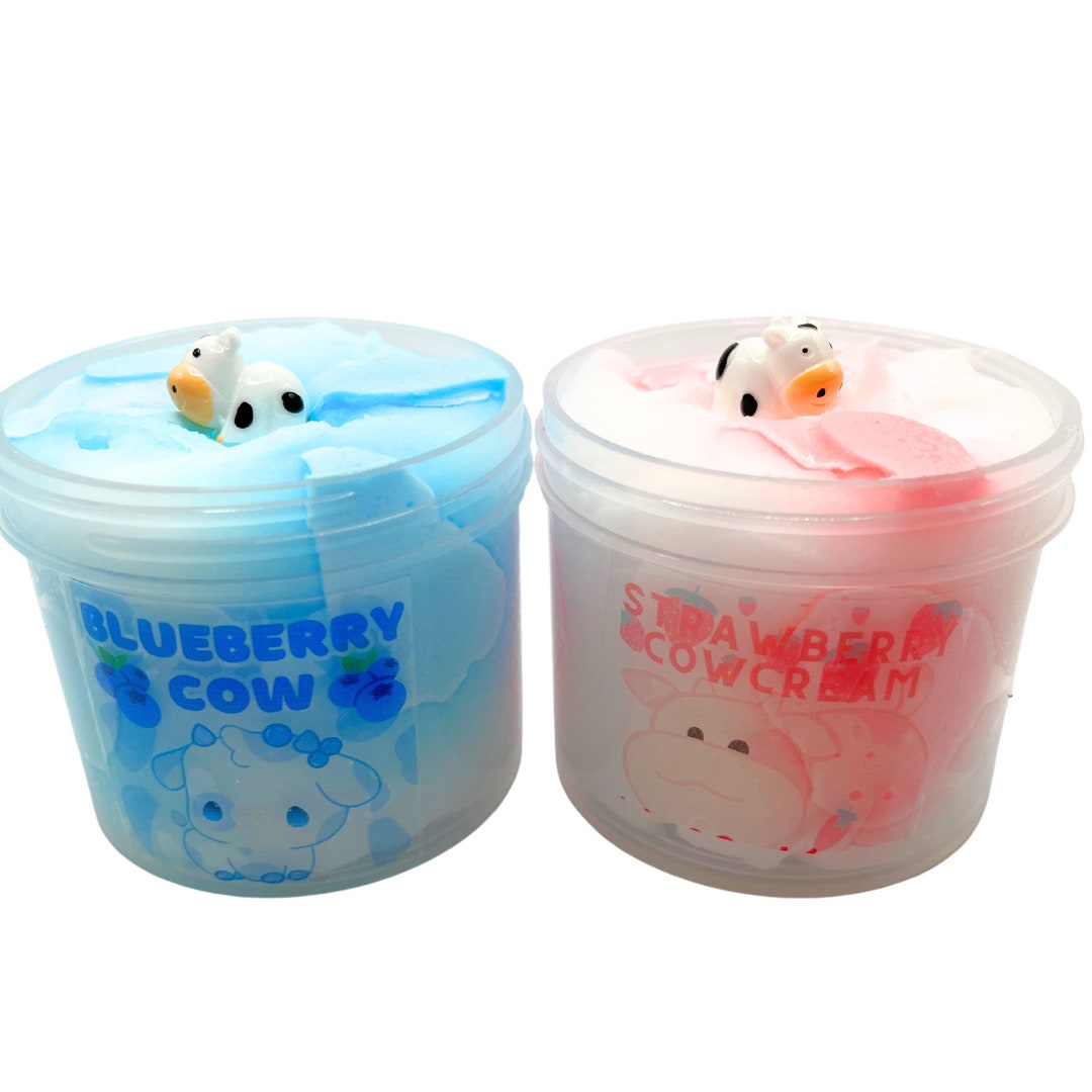 Blueberry and Strawberry Cow Slime Duo, Cloud Cream Slimes, Slime With ...