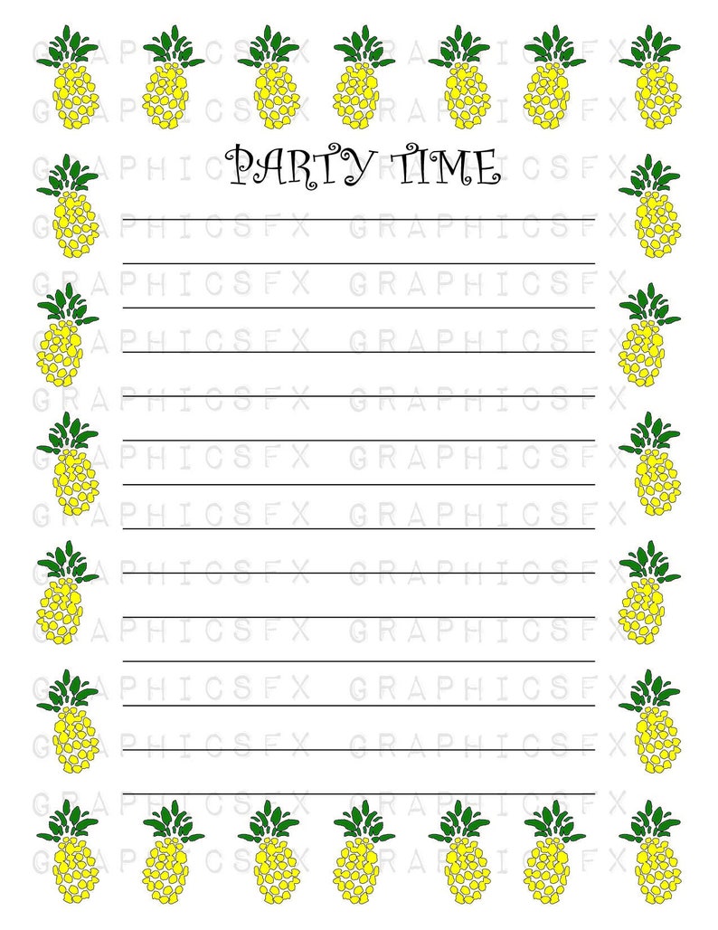 Pineapple Border With Pineapple Design 001. Use for a Party List or ...