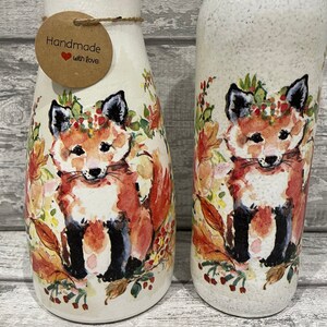 Fox Vase and Light up Bottle Set, Gifts, Fox Gifts, Autumn, Xmas Gifts ...