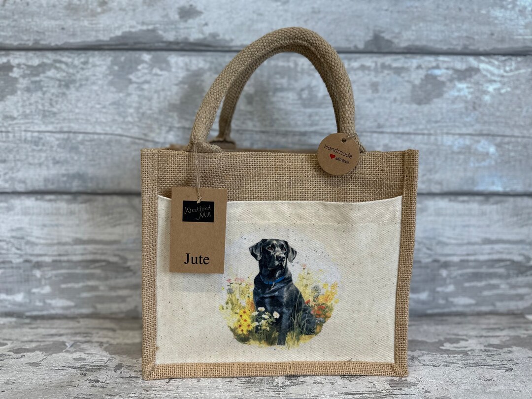 Labrador Bag, Black Labrador Bag, Labrador Gifts, Jute Bag, Labrador ...