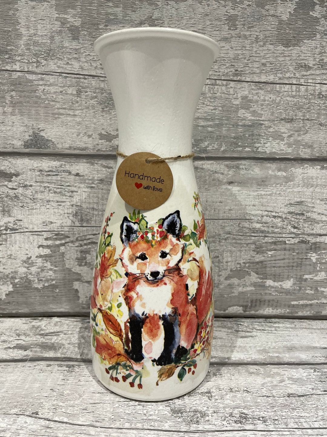 Fox Vase, Gifts for Her, Vases, Finish, Decoupaged, Fox Gifts - Etsy UK