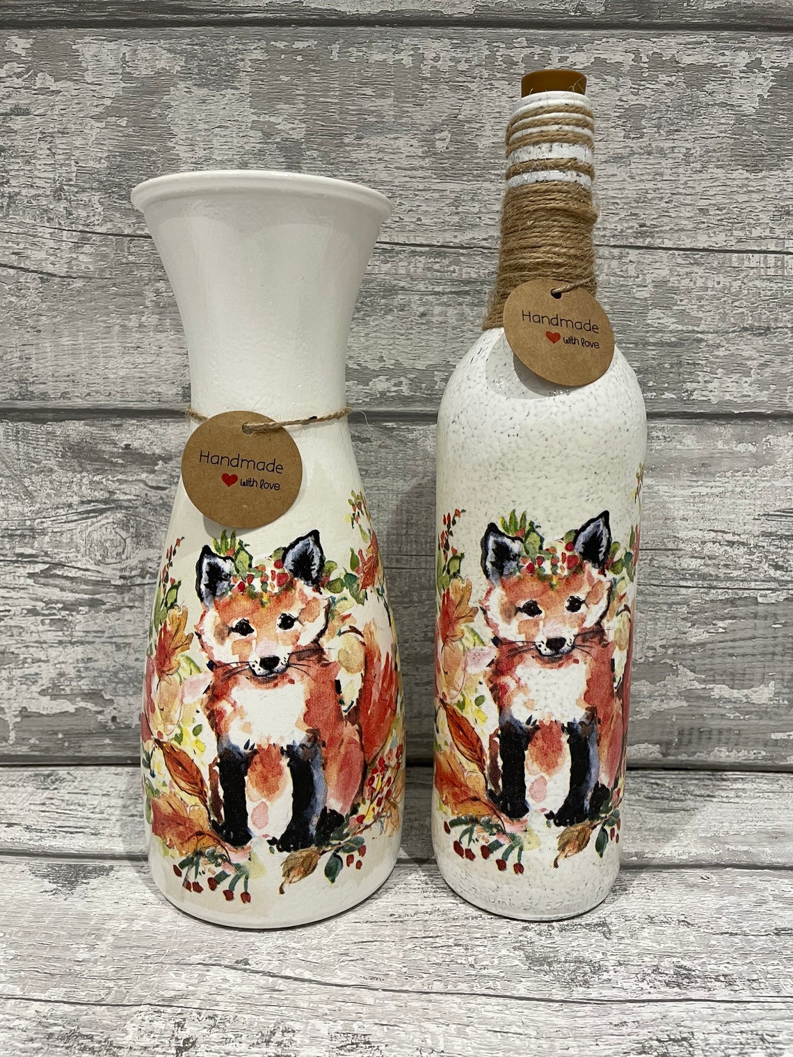 Fox Vase and Light up Bottle Set Gifts Fox Gifts Autumn - Etsy UK