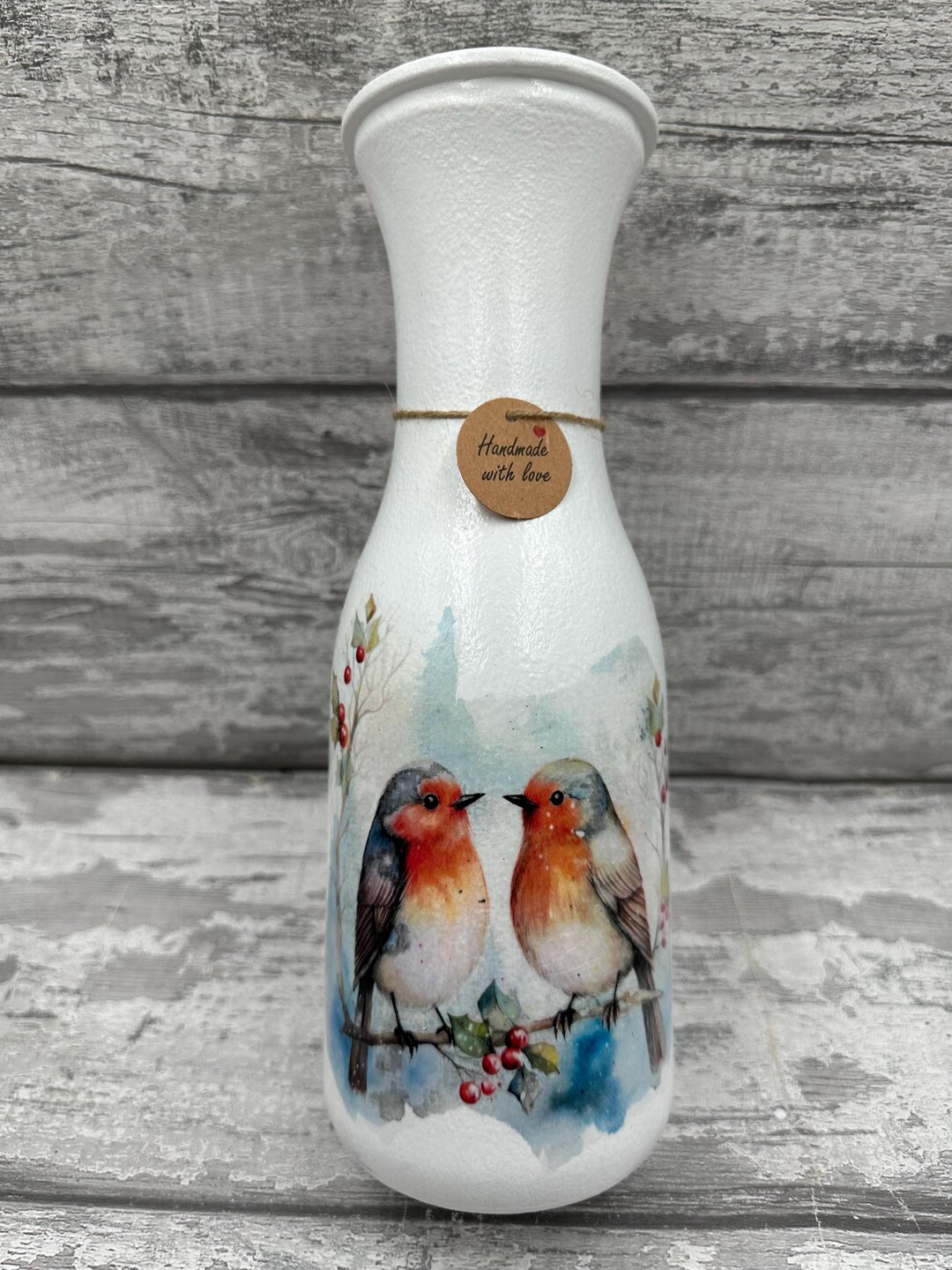 Robin Vase - Decouoage, Vase, Gifts, Xmas Gifts, Robins Appear When ...