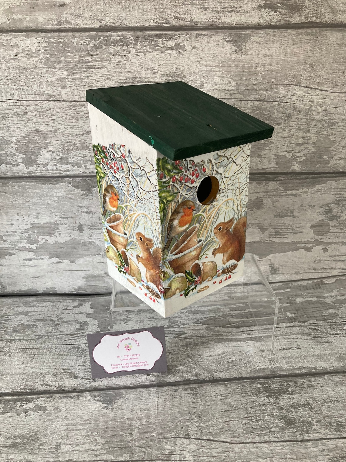 Robin bird box nesting box decoupaged garden gifts Xmas | Etsy