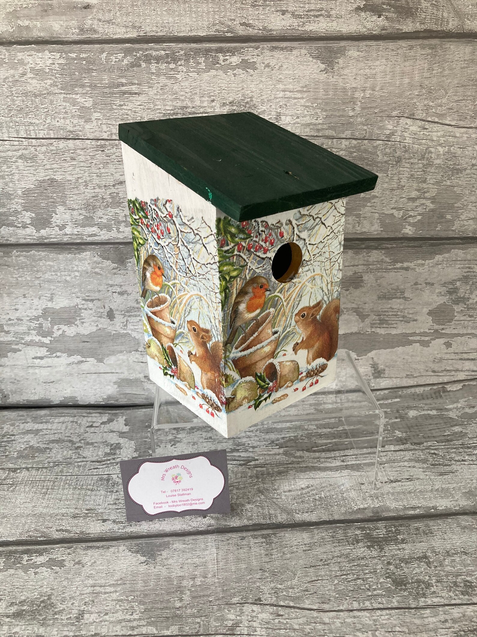 Robin bird box nesting box decoupaged garden gifts Xmas | Etsy