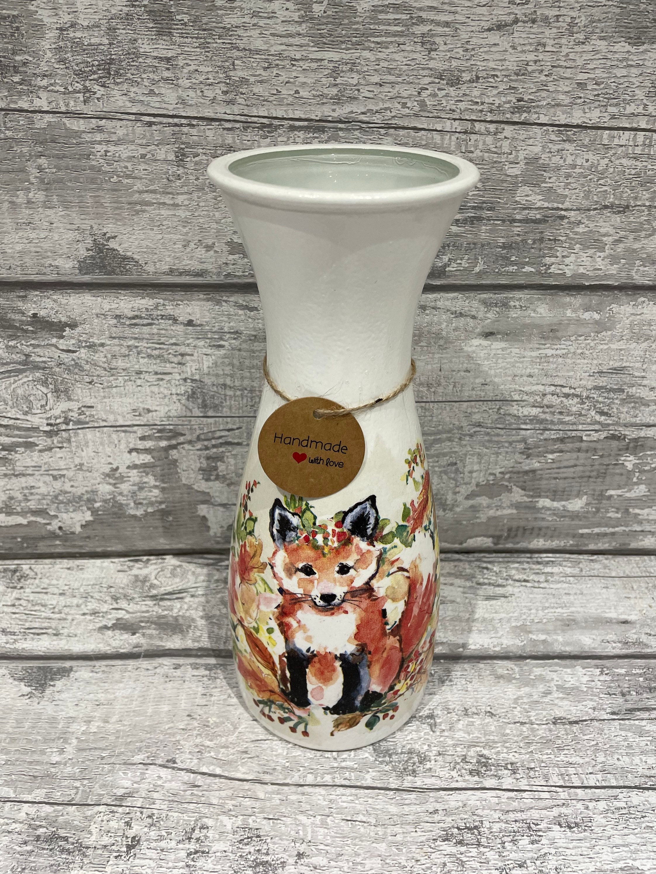 Fox Vase, Gifts for Her, Vases, Finish, Decoupaged, Fox Gifts - Etsy UK