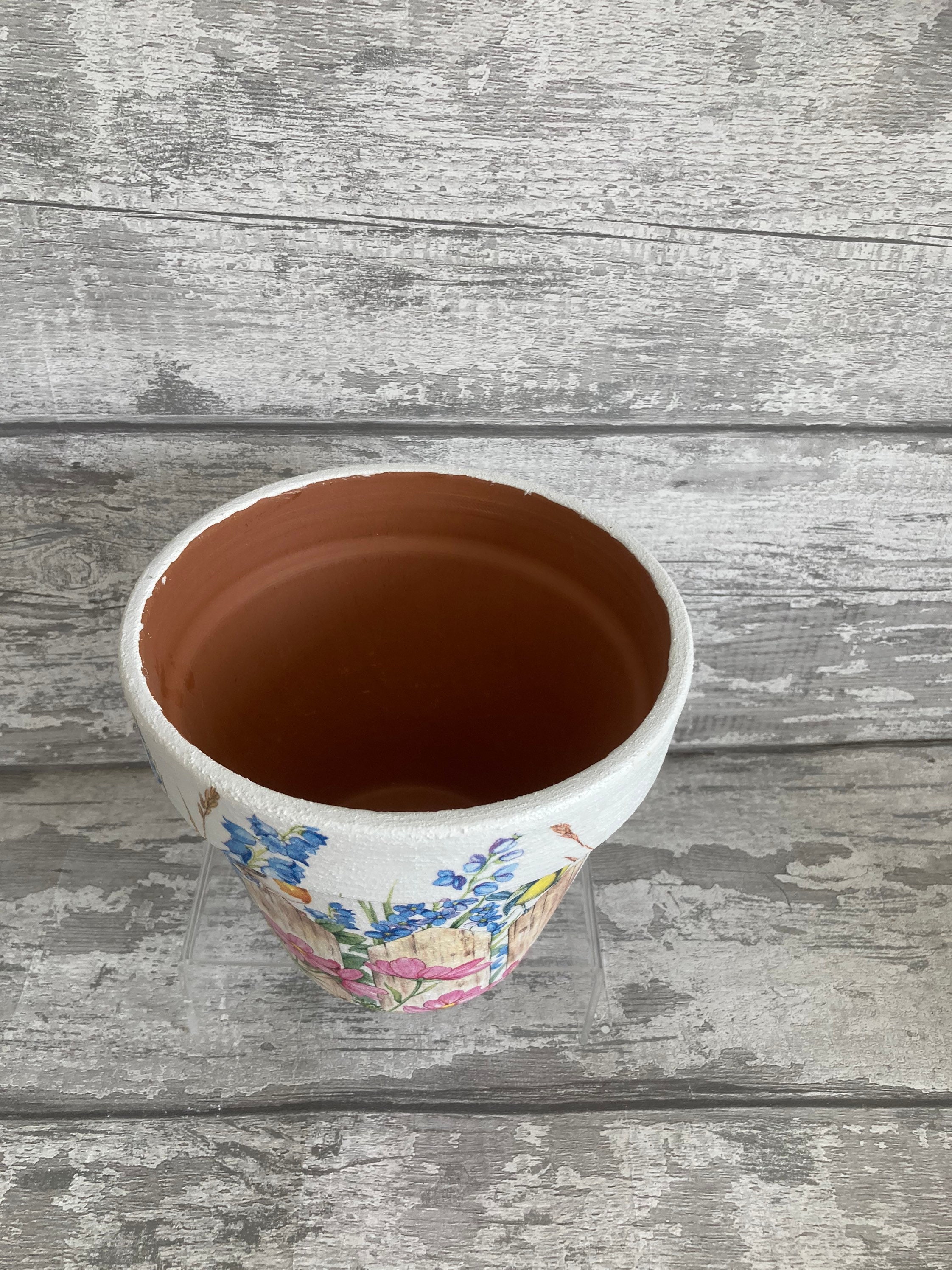 Robin Plant Pot for Inside or Out Decoupaged Robins Garden - Etsy UK