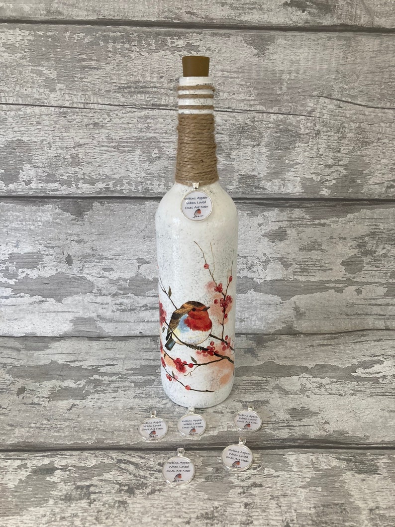 Robin Light up Bottle, LED, Decouoage, Christmas, Spring, Robin - Etsy UK
