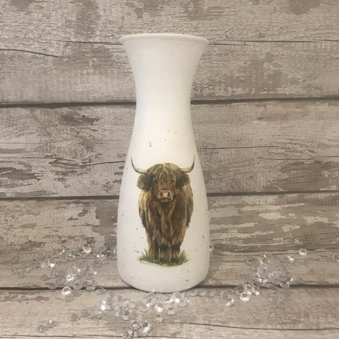 Highland Cow Vase Decouoage, Vase, Gift - Etsy