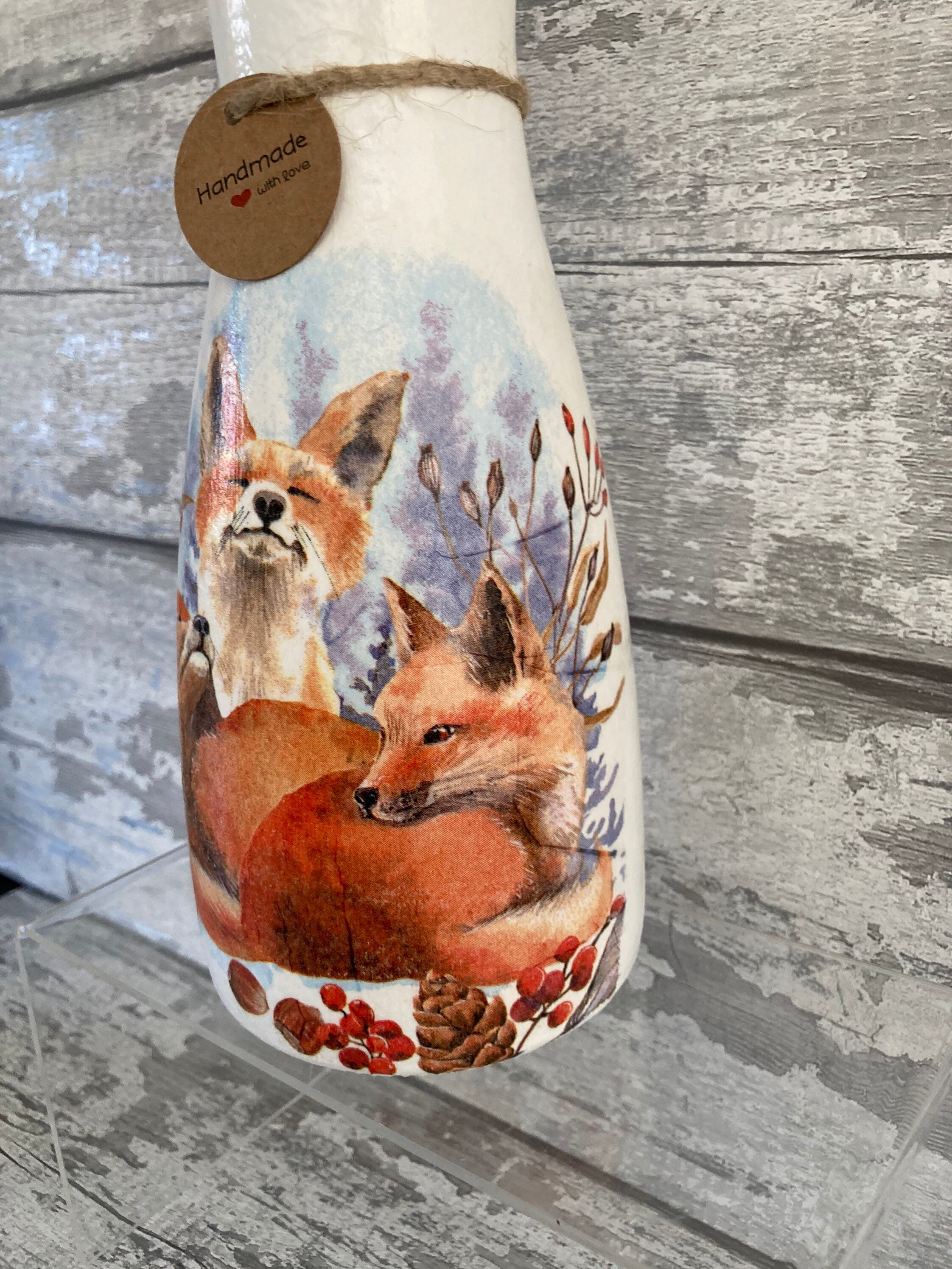 Fox vase gifts for her vases finish decoupaged Fox gifts | Etsy