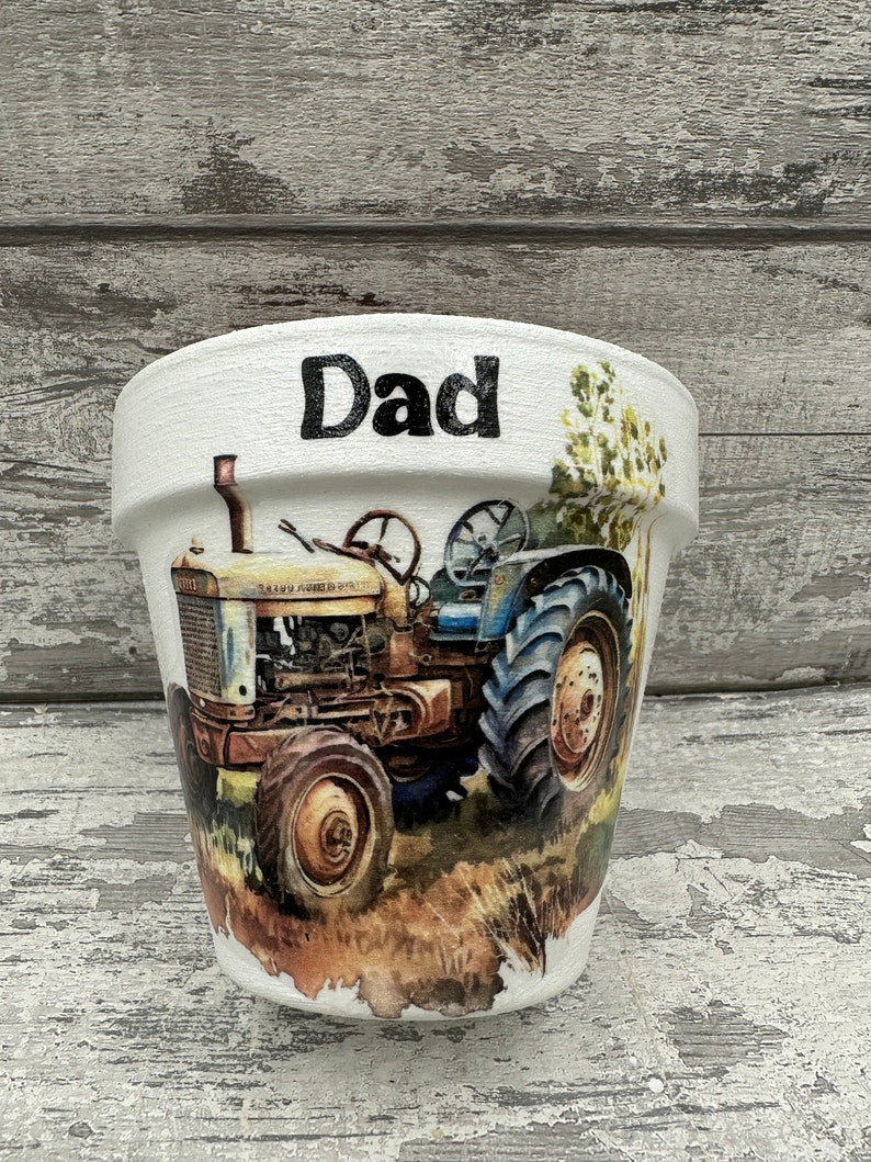 Father’s Day Gift, Dad, Tractor Plant Pot for Inside or Out Decoupaged ...