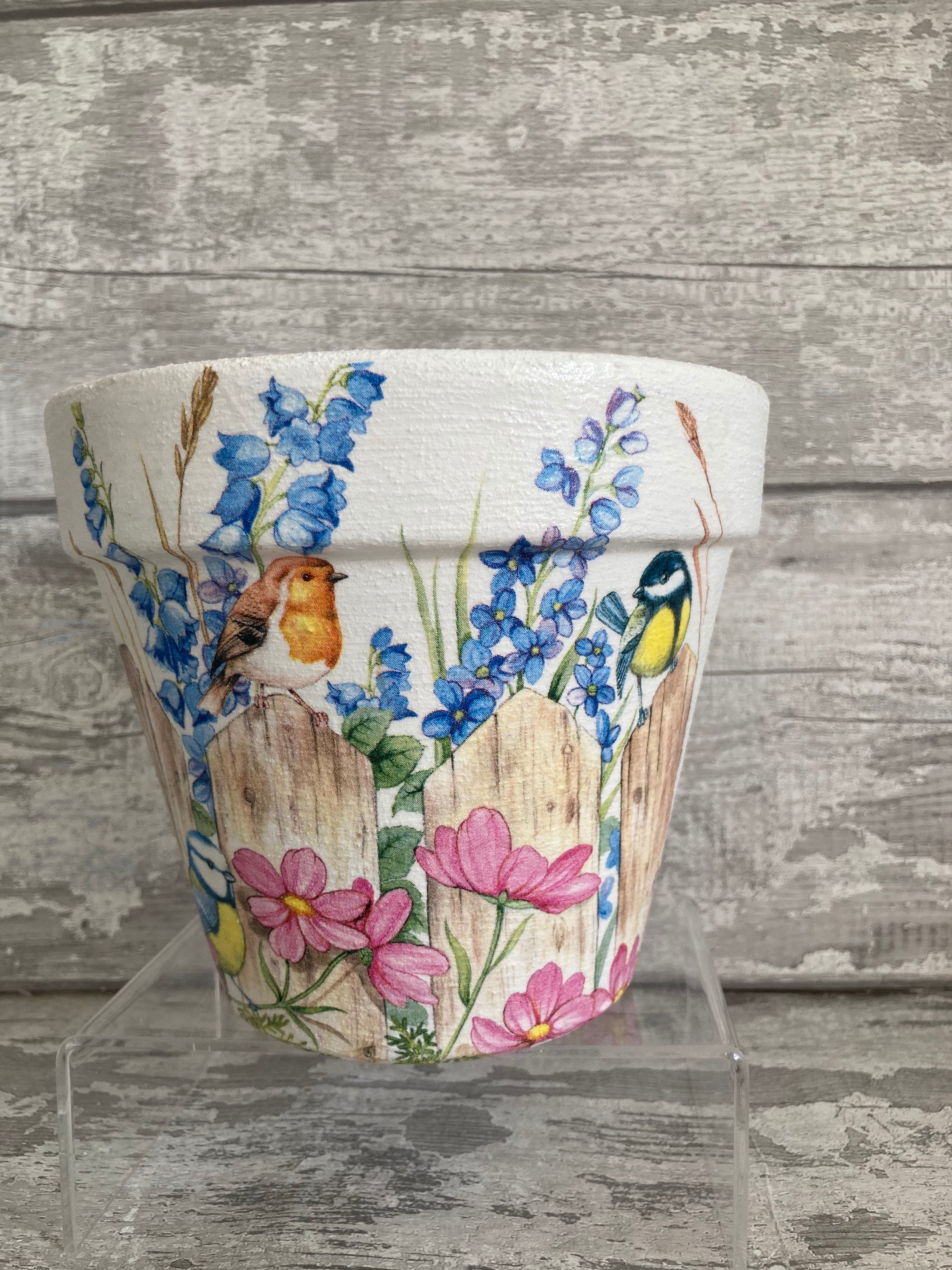 Robin Plant Pot for Inside or Out Decoupaged Robins Garden | Etsy UK