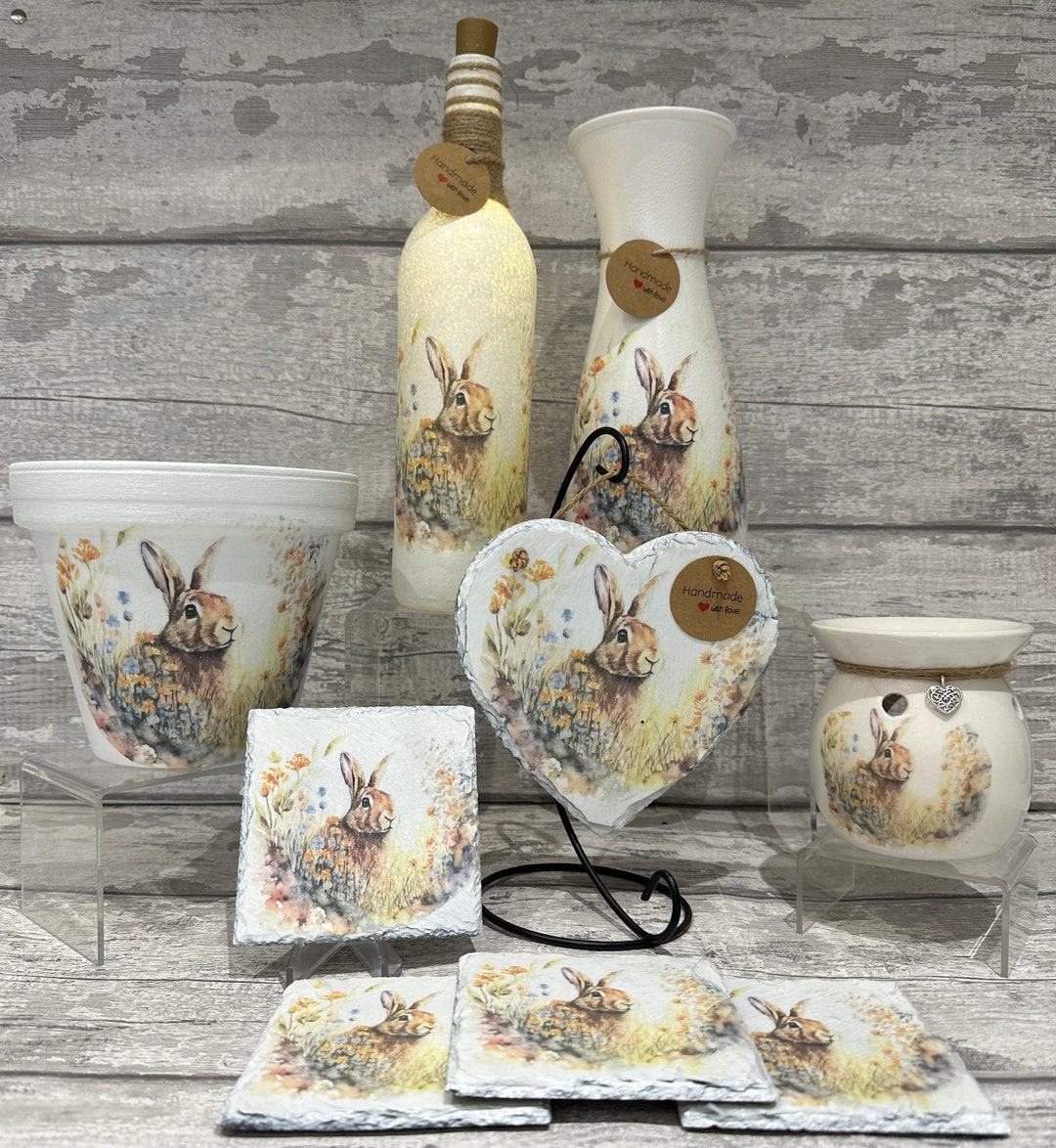 Hare Gifts Vase Light up Bottle, Slate Heart, Plant Pot, Coasters, Wax ...