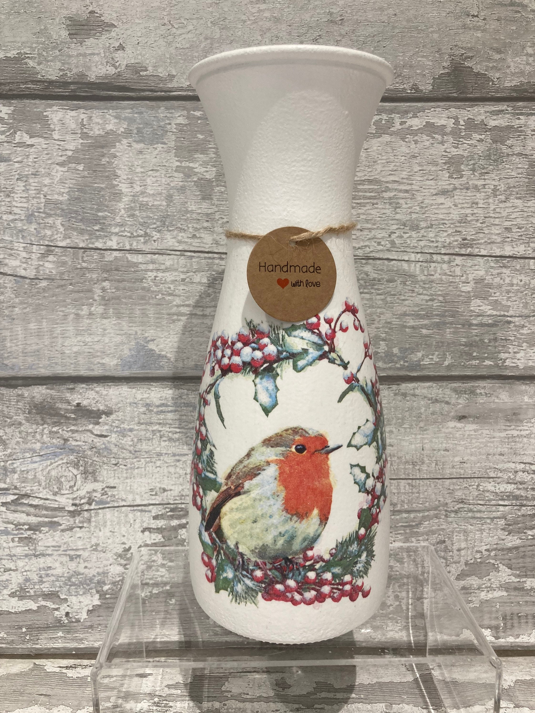 Robin Vase Decoupage Robin lovers red robin Robin gifts | Etsy