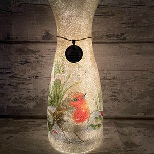 Light up Robin Vase, With Charm - Decouoage, Vase, Gifts, Xmas Gifts ...