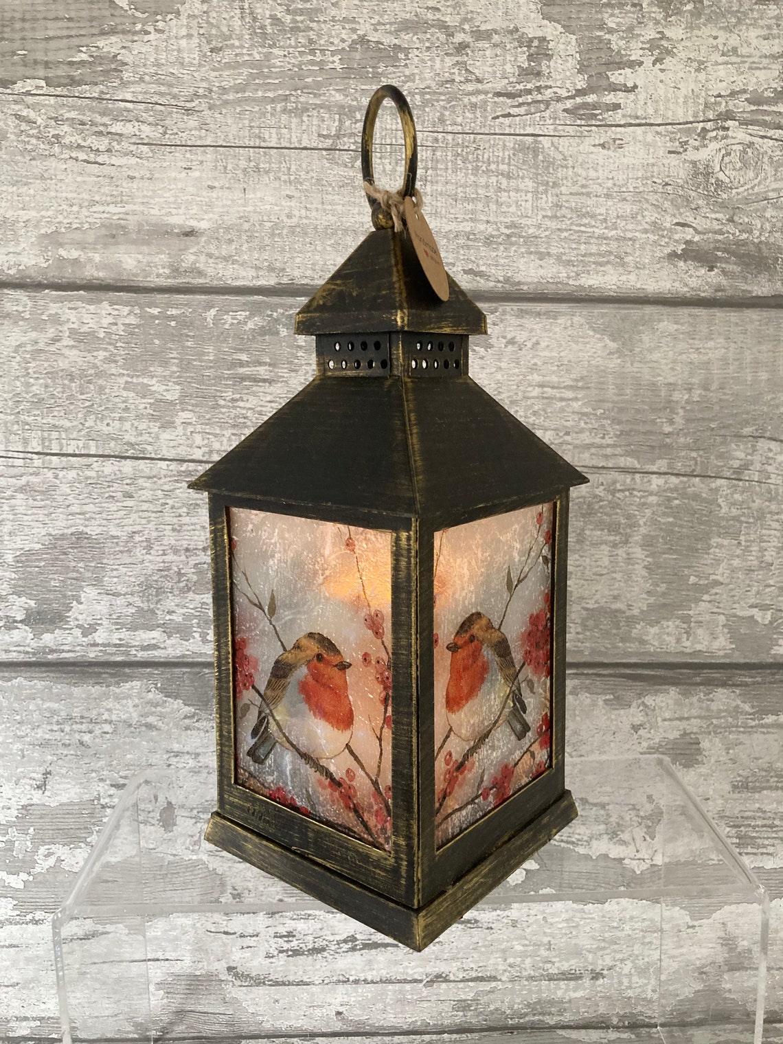 Robin Lantern LED Lantern Decoupaged Robins Xmas Gifts | Etsy