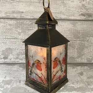Robin Lantern LED Lantern Decoupaged Robins Xmas Gifts - Etsy