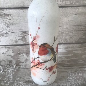 Robin Light up Bottle LED Decouoage Christmas Spring | Etsy