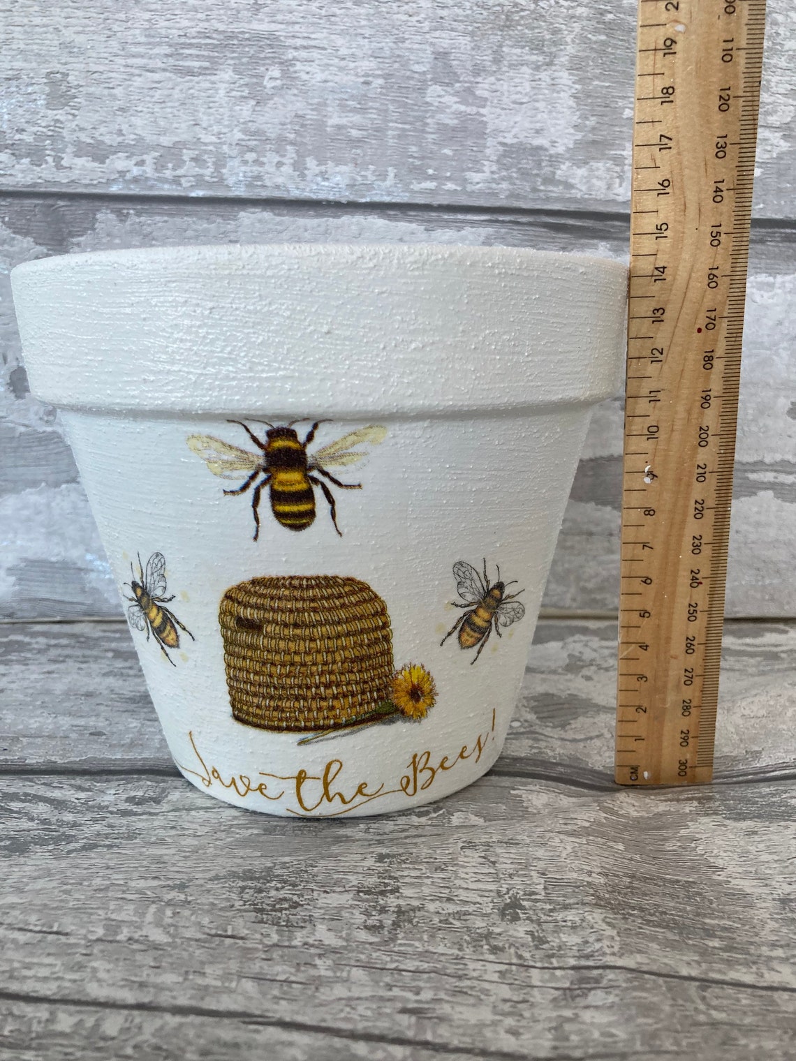 Bee Plant Pot for Inside or Out Decoupaged Bee Lovers Garden - Etsy UK