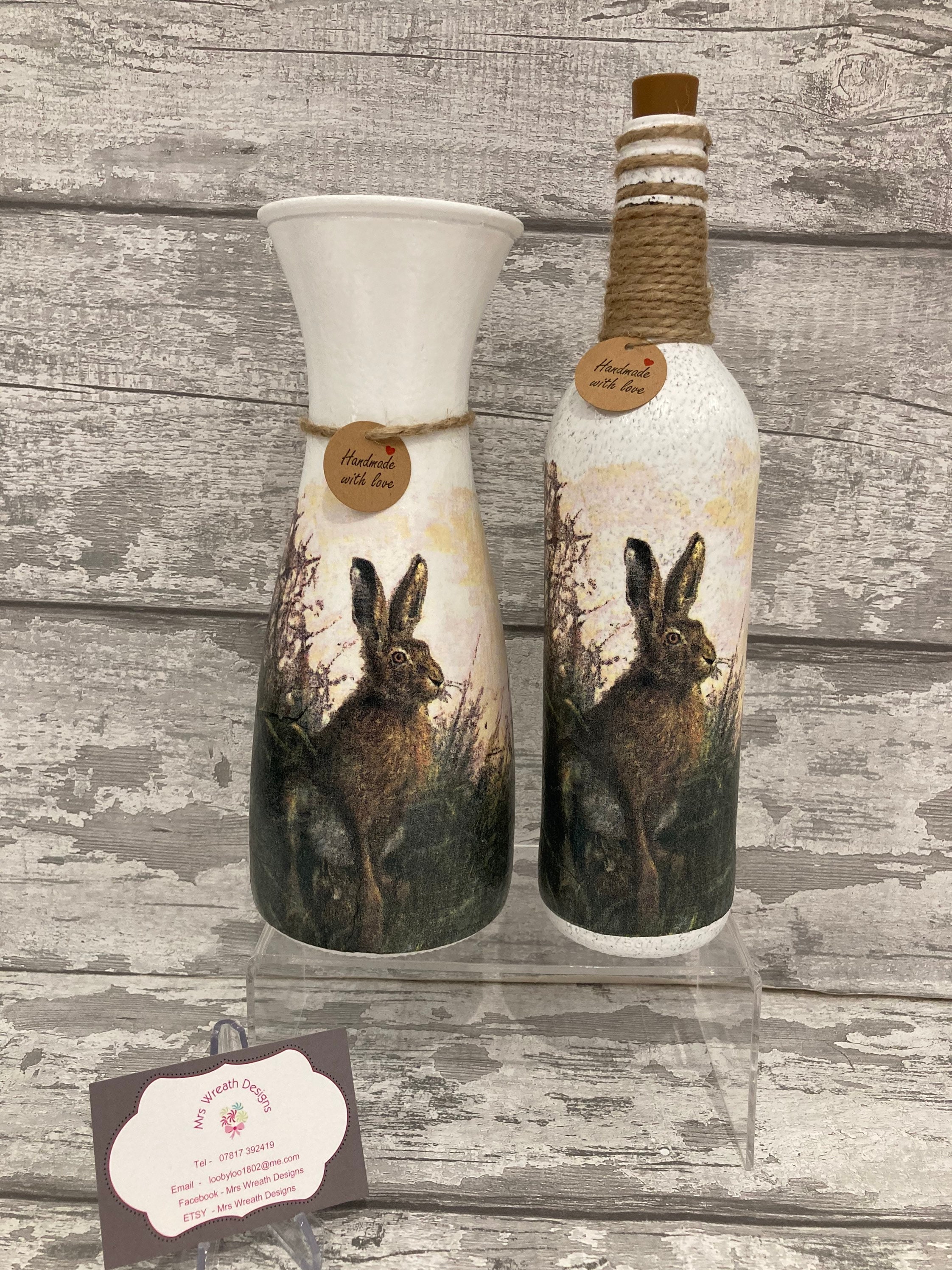 Hare light up bottle and matching vase hares rabbits | Etsy