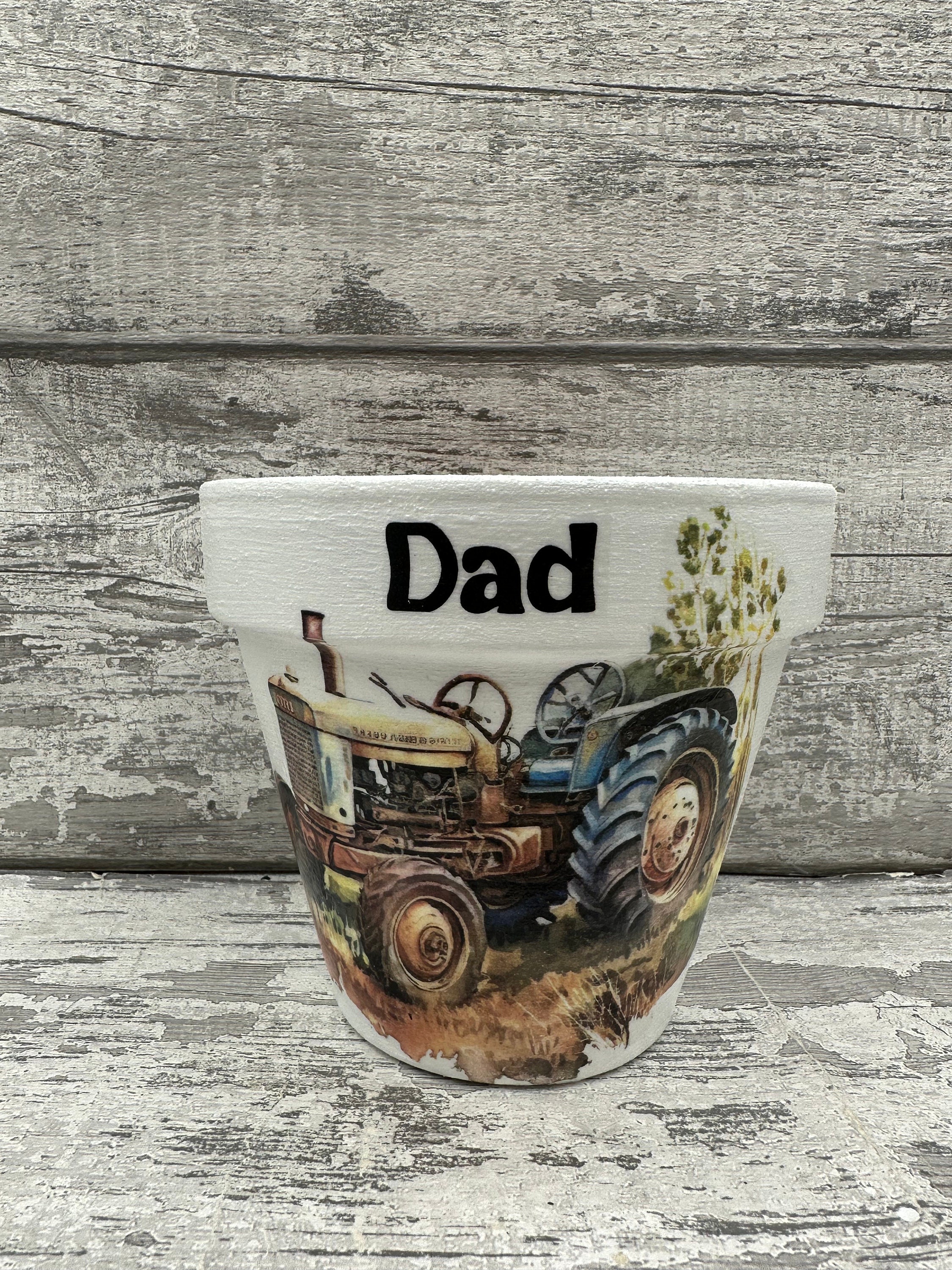 Father’s Day Gift, Dad, Tractor Plant Pot for Inside or Out Decoupaged ...