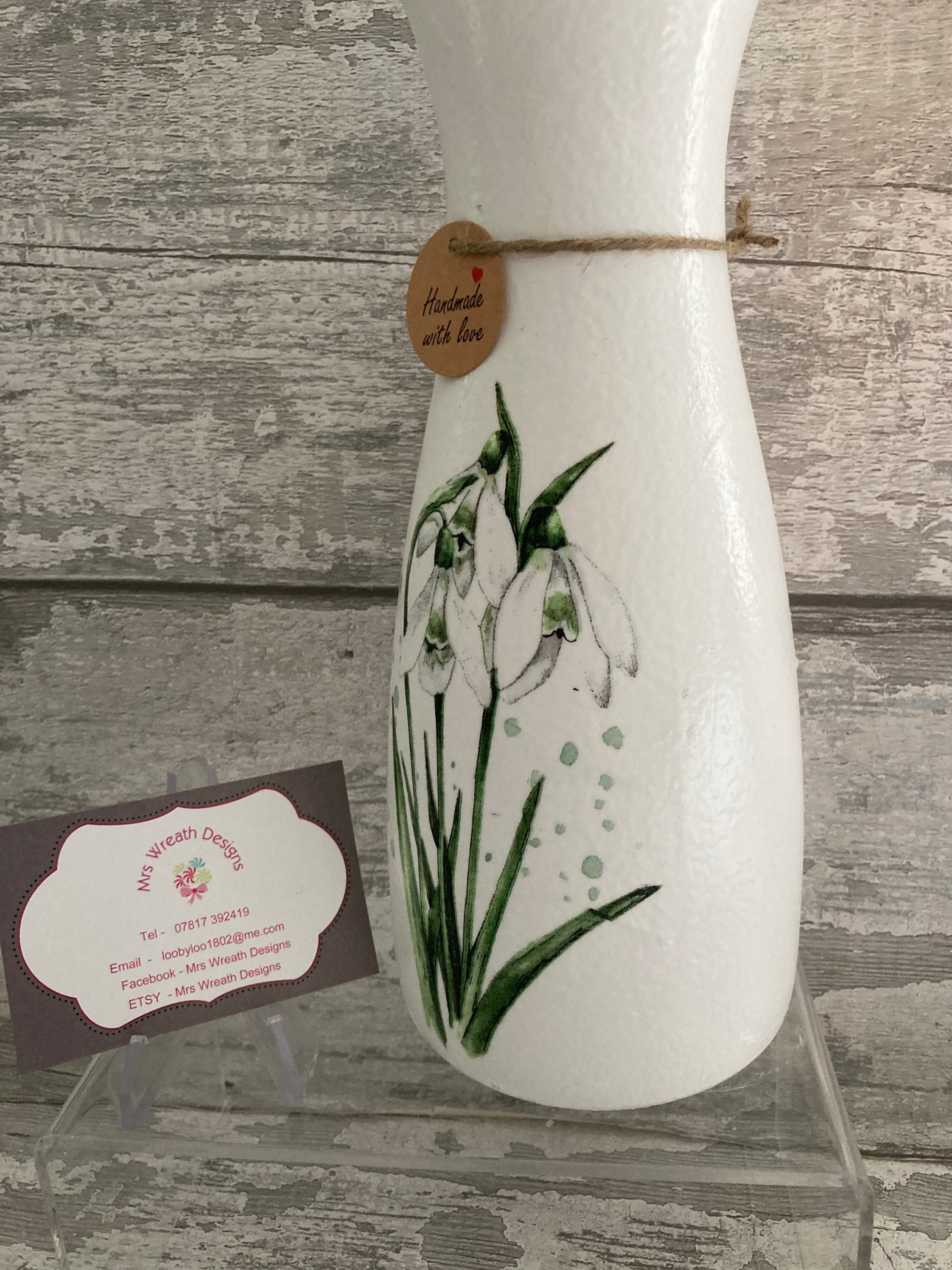 Snowdrop vase decoupage vase gift flowers Mothers Day | Etsy