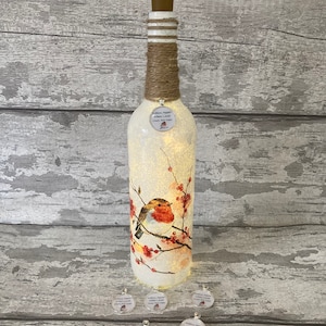 Robin Light up Bottle, LED, Decouoage, Christmas, Spring, Robin - Etsy