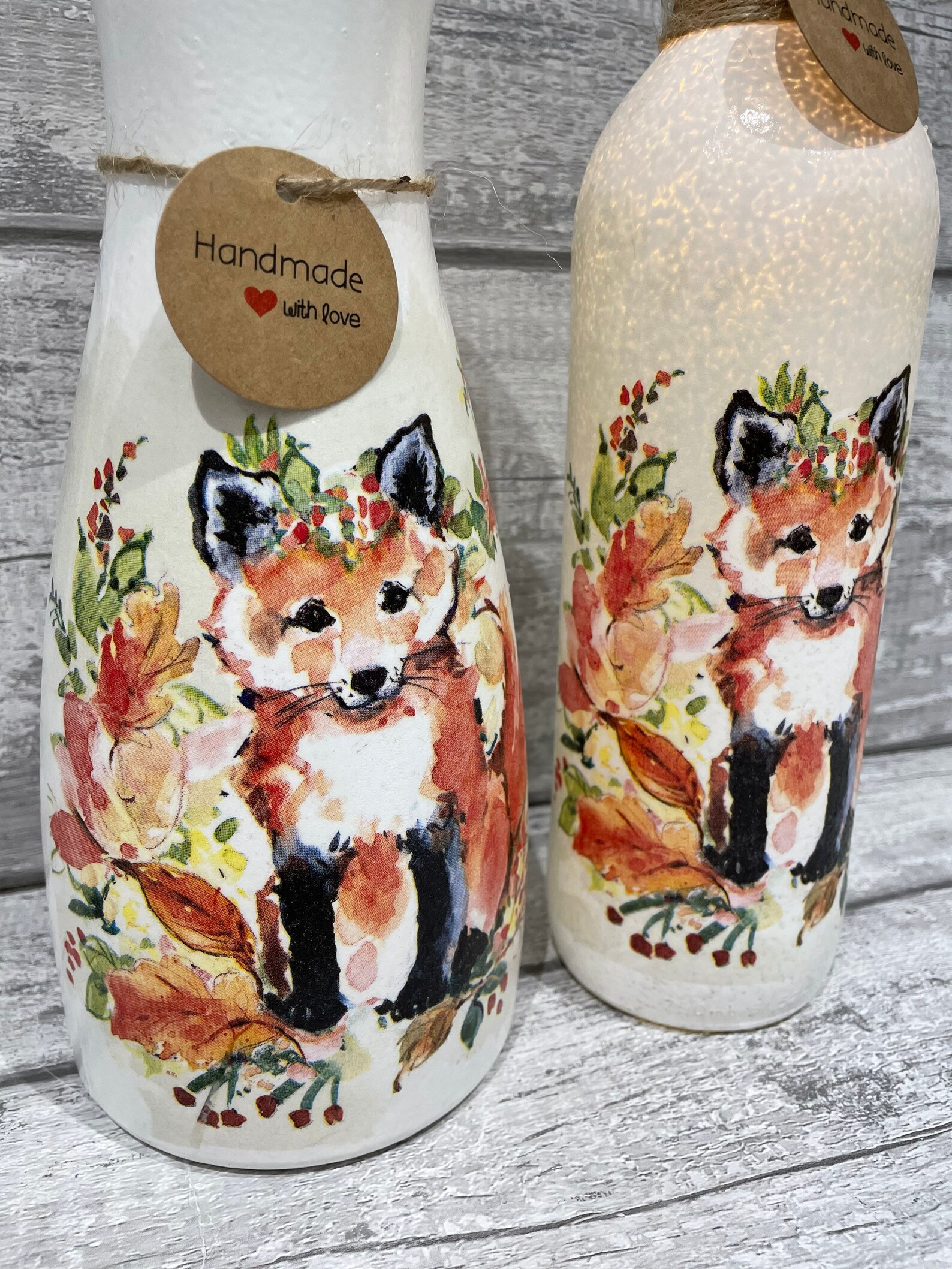 Fox Vase and Light up Bottle Set Gifts Fox Gifts Autumn - Etsy UK