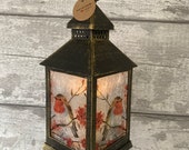 Robin Lantern LED Lantern Decoupaged Robins Xmas Gifts - Etsy