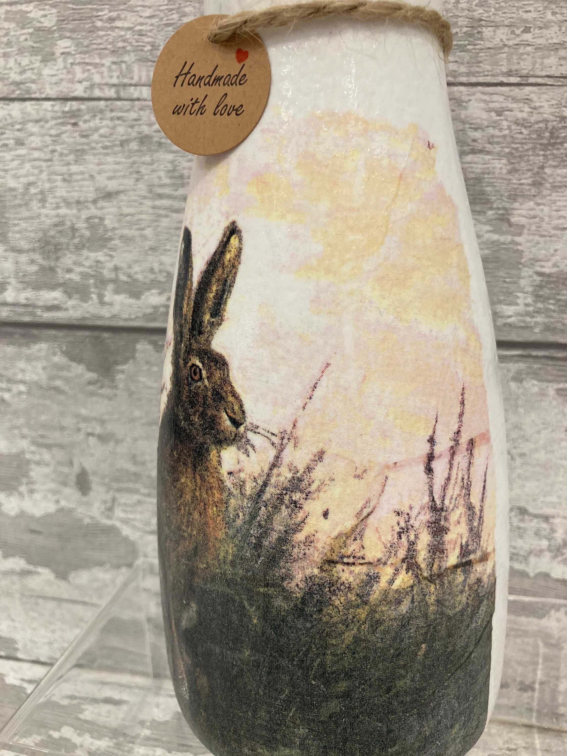 Hare vase decouoage hares rabbits vase gift | Etsy