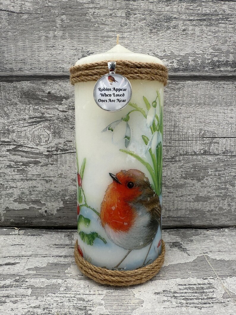 Robin Memorial Candle: 'robins Appear When Loved Ones Are Near' - Etsy UK