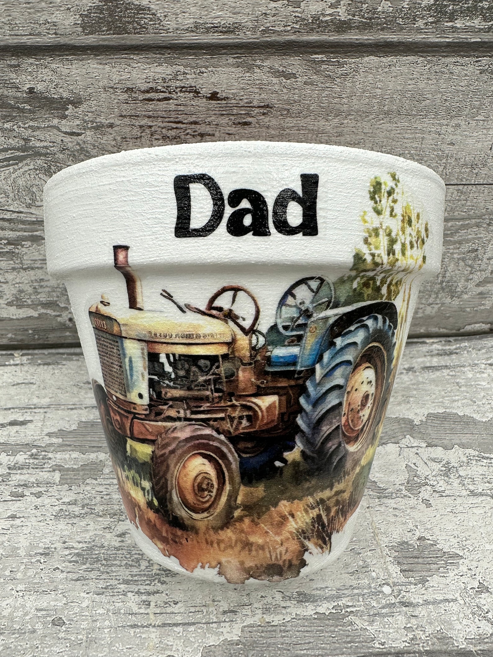 Father’s Day Gift, Dad, Tractor Plant Pot for Inside or Out Decoupaged ...
