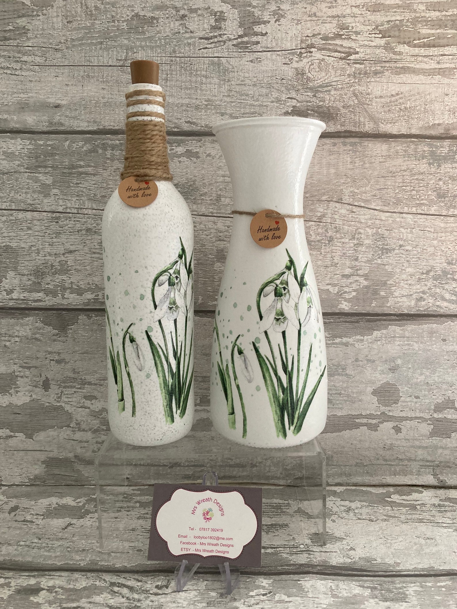 Snowdrop Vase and Light up Bottle Set, Gifts, Mother’s Day Gifts , Xmas ...