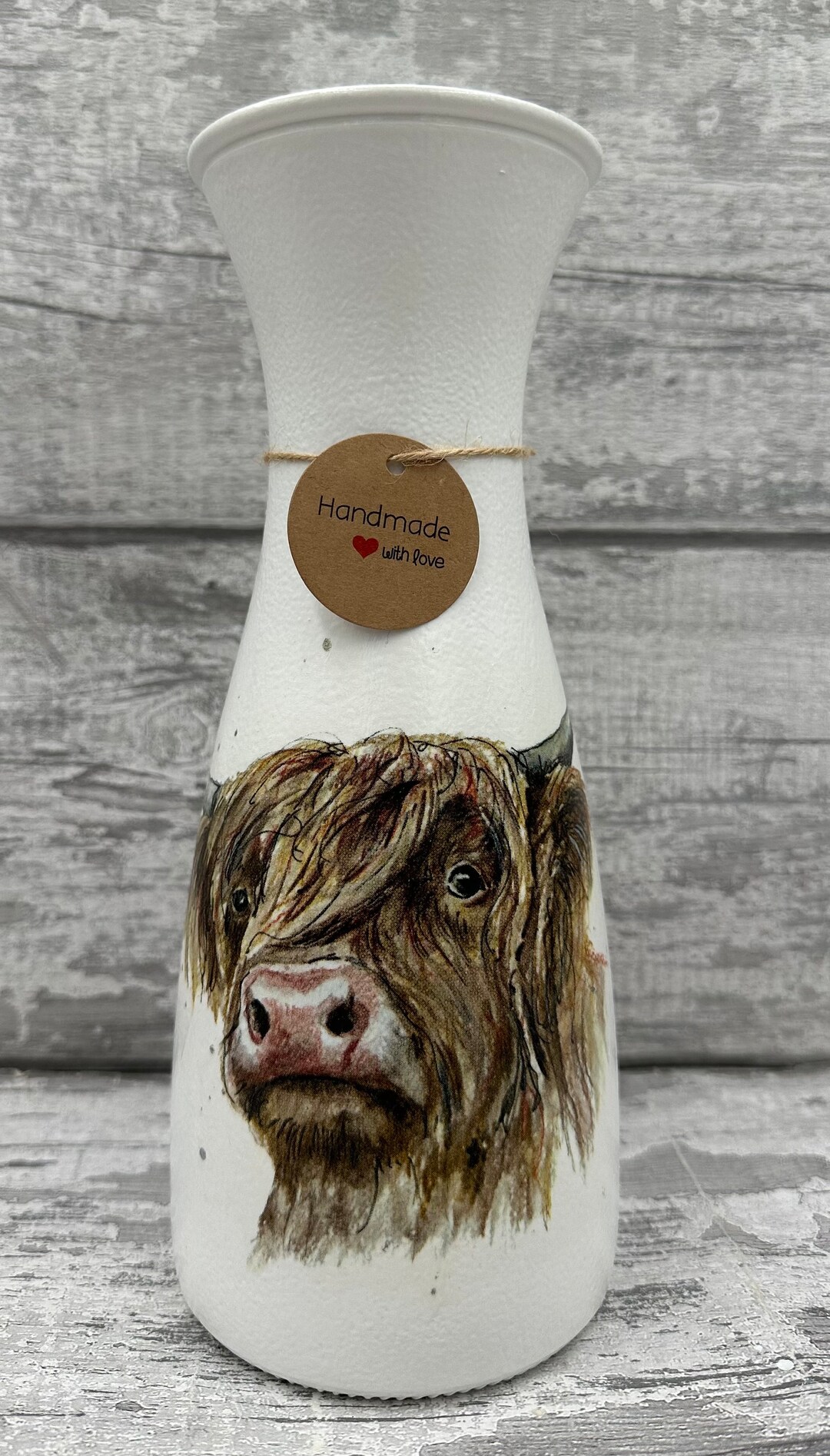 Highland Cow Vase - Decouoage, Vase, Gift, Highland Coo Gift - Etsy UK