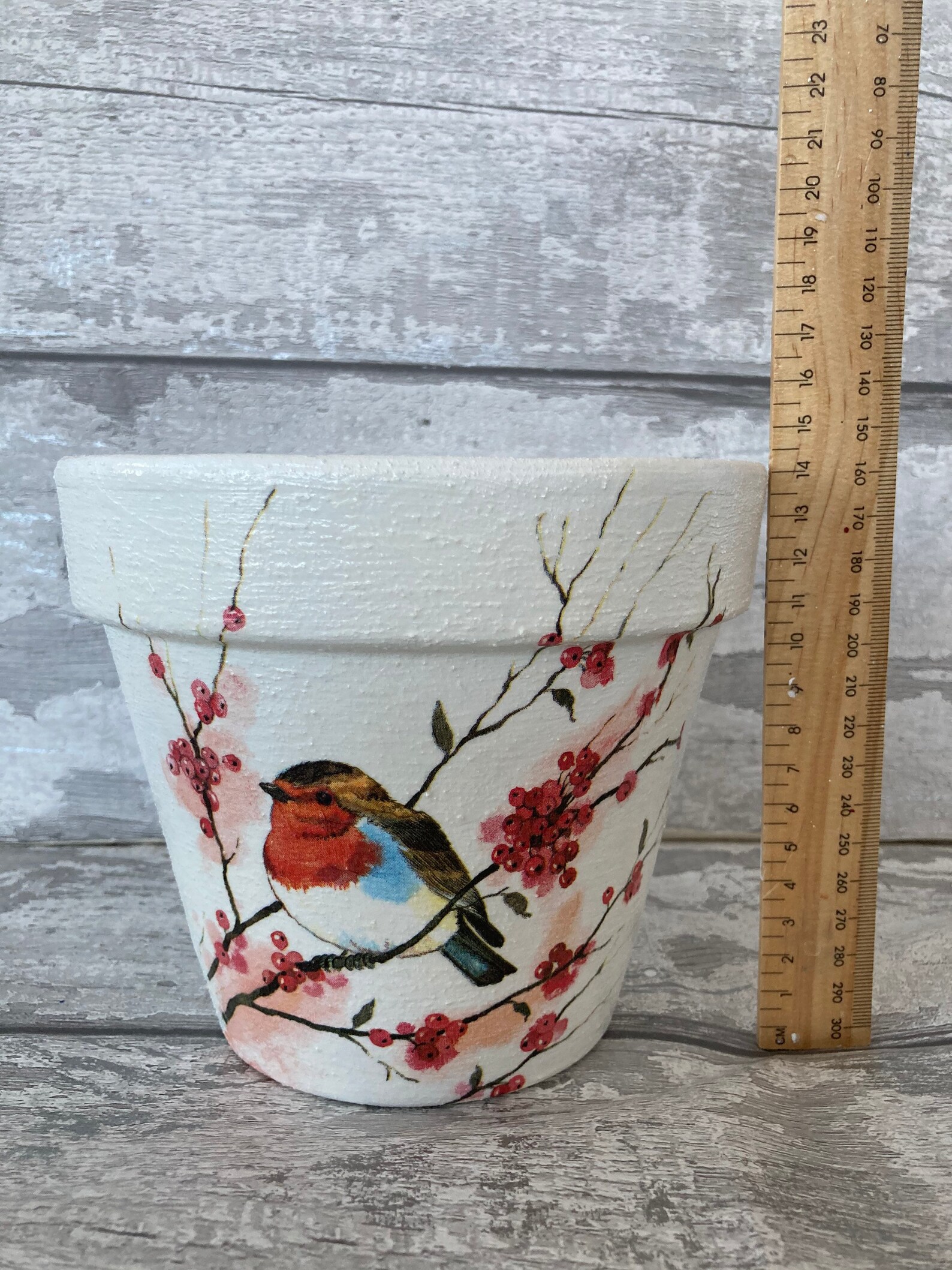 Robin Plant Pot for Inside or Out Decoupaged Robins Garden - Etsy UK