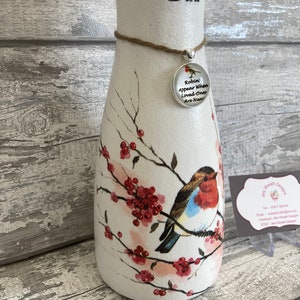 Robin Vase, With Charm - Decouoage, Vase, Gifts, Xmas Gifts, Robins ...