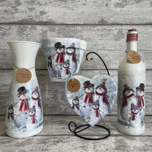 Snowman Xmas Decorations, Vase, Light up Bottle, Slate Heart, Plant Pot ...