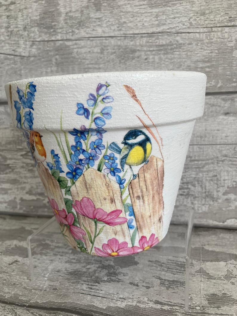 Robin Plant Pot for Inside or Out Decoupaged Robins Garden - Etsy UK