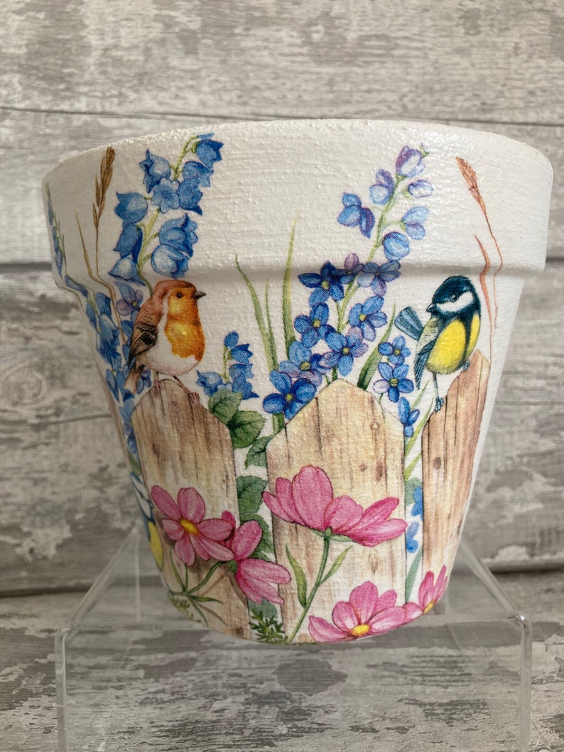 Robin Plant Pot for Inside or Out Decoupaged Robins Garden - Etsy