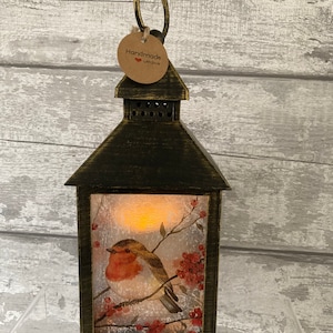 Robin Lantern LED Lantern Decoupaged Robins Xmas Gifts - Etsy