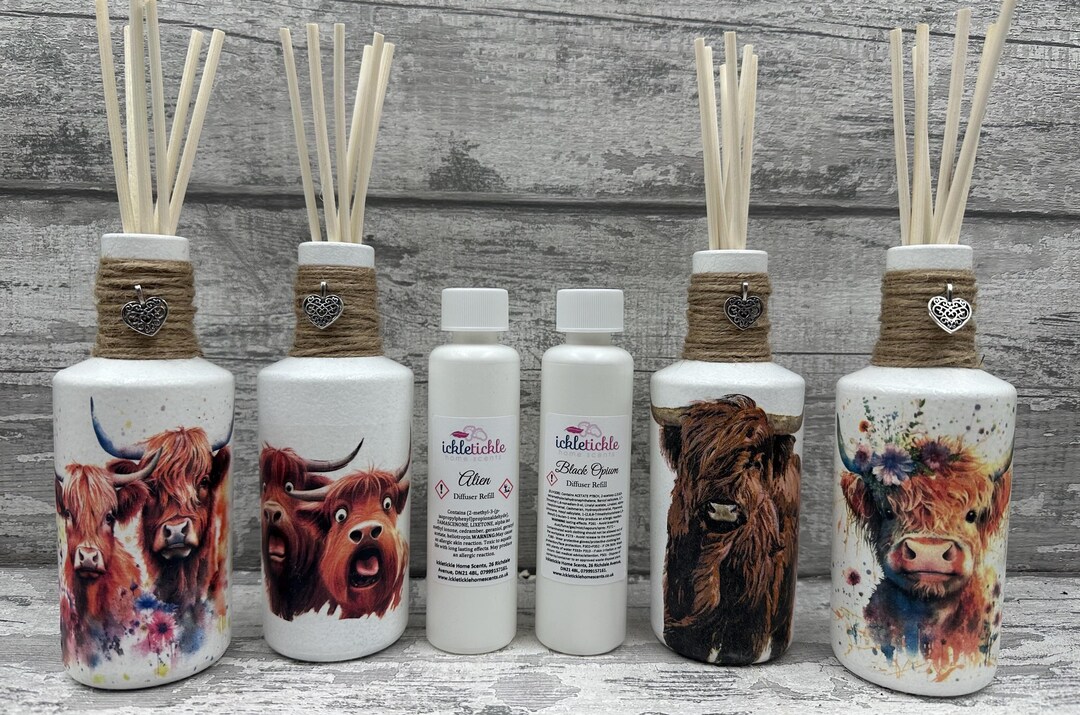 Highland Cow Reed Diffuser and Oil Set - Highland Cow Gift Set ...