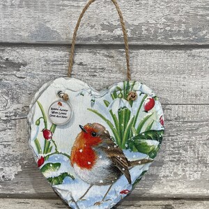 Robin Slate Heart With Display Stand , Robins Appear When Loved Ones ...