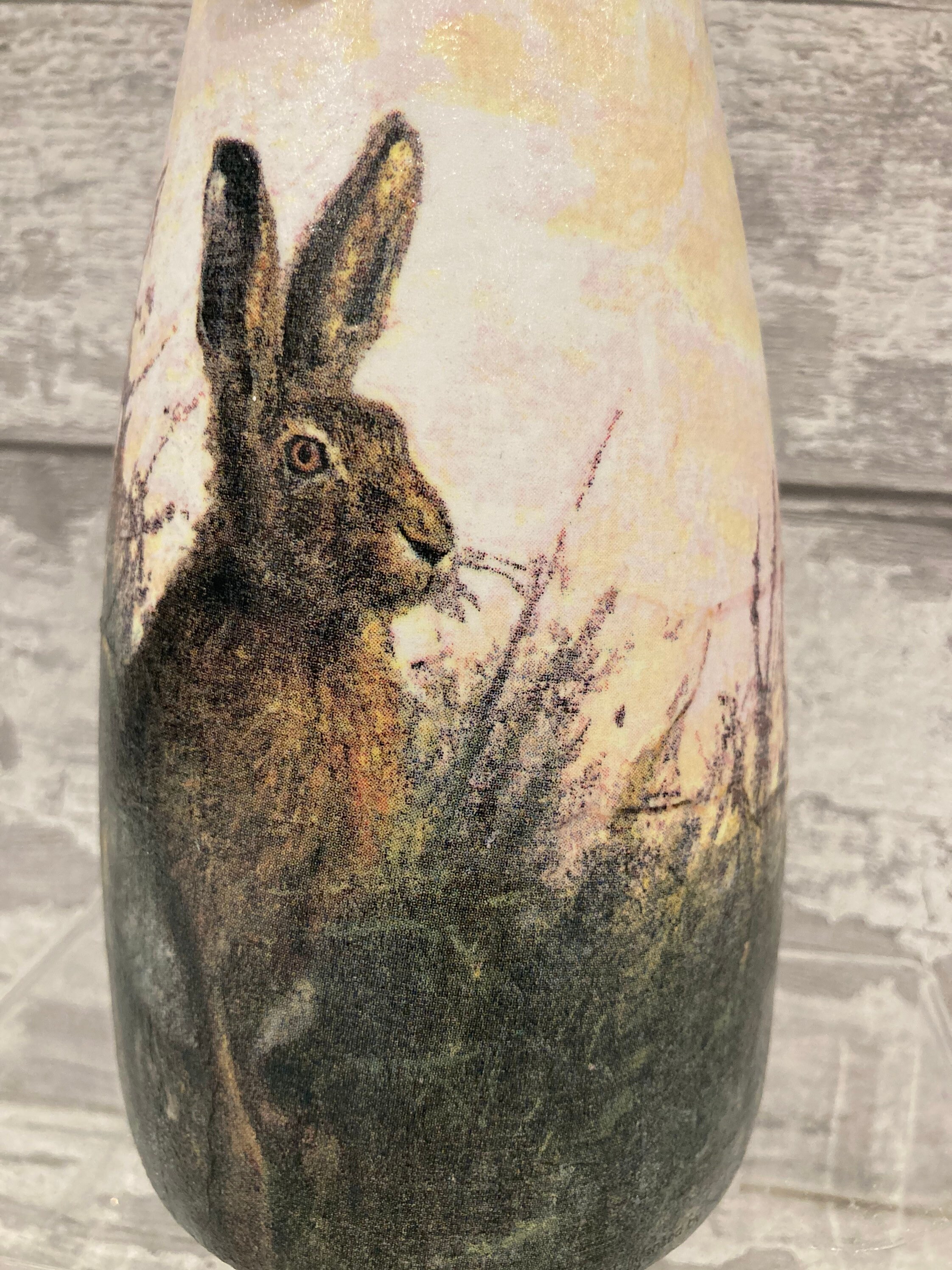 Hare vase decouoage hares rabbits vase gift | Etsy