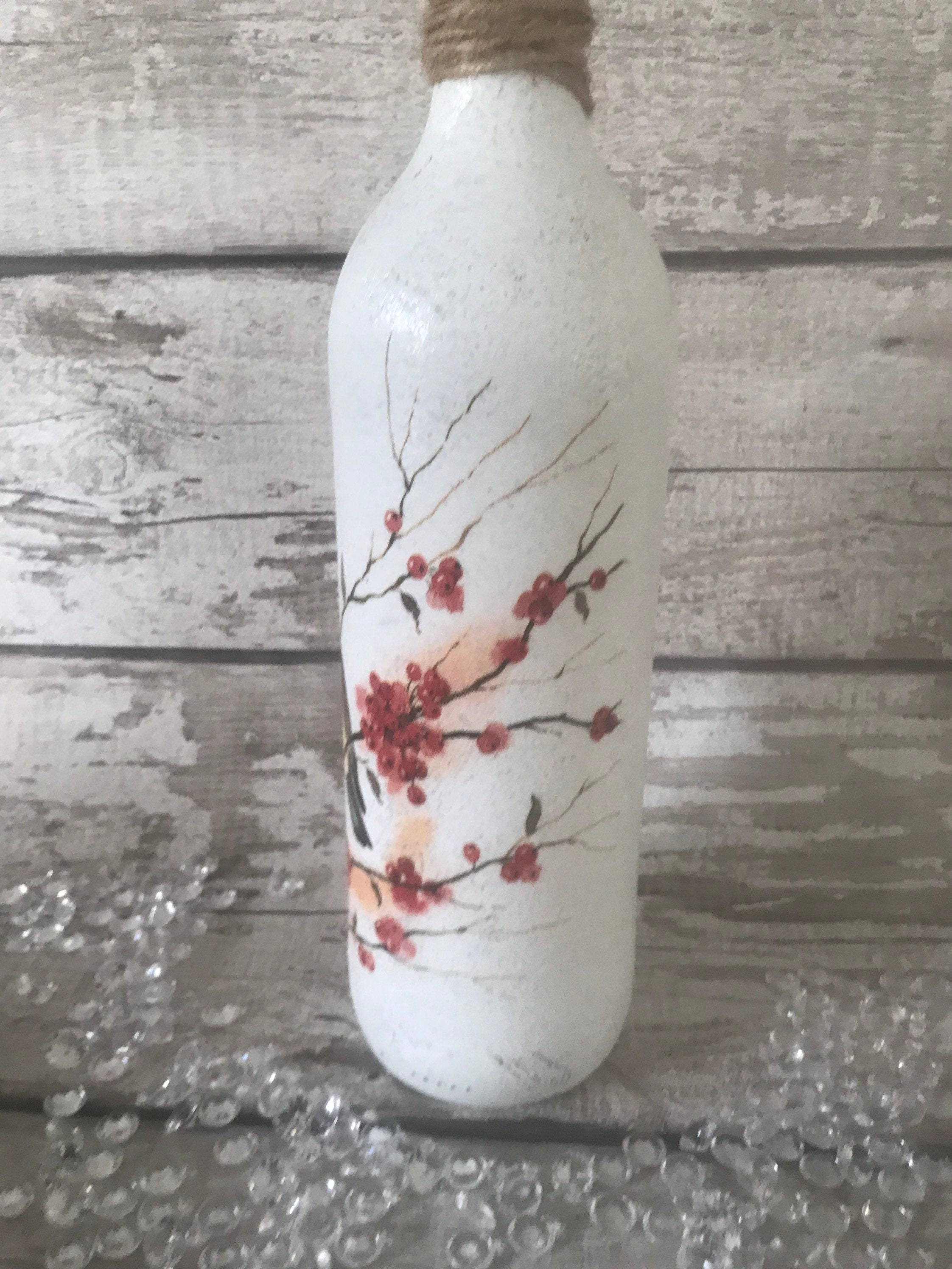 Robin Light up Bottle LED Decouoage Christmas Spring | Etsy