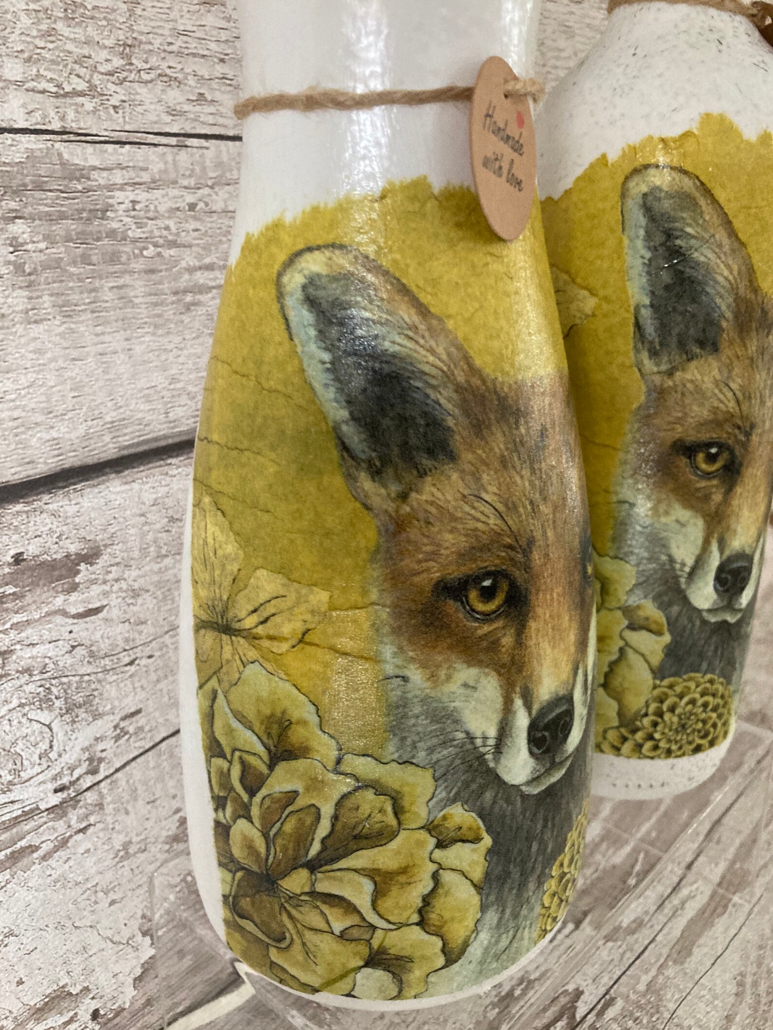 Fox Decoupage Light up Bottle and Vase Set Foxes Gifts | Etsy